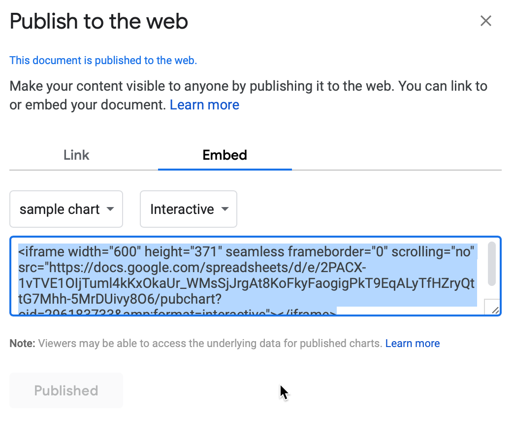 Get The Embed Code Or Iframe Tag Hands On Data Visualization